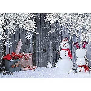 LTLYH 7x5ft Christmas Photography Backdrop Winter Snowman Santa Gift Wood Decoration Backdrop Xmas Eve Holiday Party Supplies Cake Table Banner Home Decoration Portraits Photo Booth Studio Prop