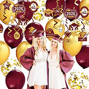 Graduation Party Decorations 2023 Maroon Gold FSU Graduation Graduation Party Supplies Accessories Burgundy Gold Hanging Swirls 15pcs Class of 2023 Maroon Gold for Background Ceiling Home Classroom Graduation Decorations