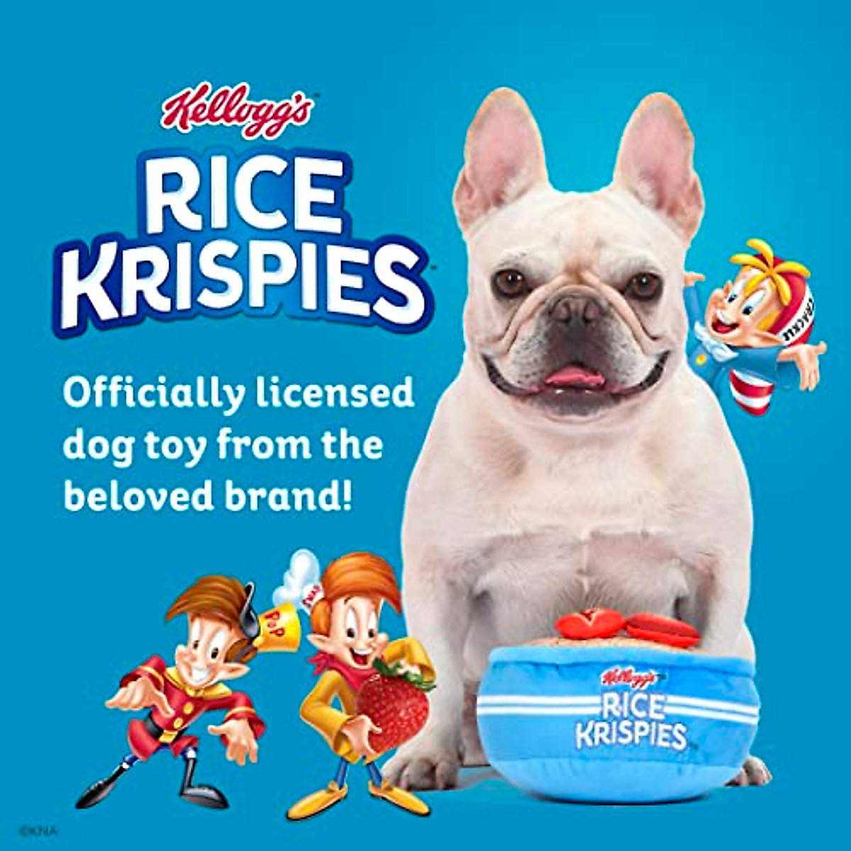 Kellogg's for Pets 6” Rice Krispies Plush Squeak Toy Dogs | Officially Licensed Pet Products | Food Themed Dog Toys, Rice Krispies Cereal, Funny Pet Gift Ideas