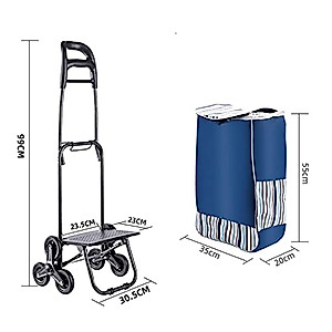 ATAAYHousehold Portable Shopping cart Foldable Hand Trolley Trolley Trolley 35L Large Capacity with Stairs and Waterproof Function (Blue 99 * 35 * 30.5cm) (Blue 99 * 35 * 30.5cm)