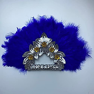 Msbfea Big Size Evantaille Mariage Africain Feather Fan Ladies Wedding Red Color Turkey Feather Fan for Bride Feather Nigerian - 32cmx55cm Color 125