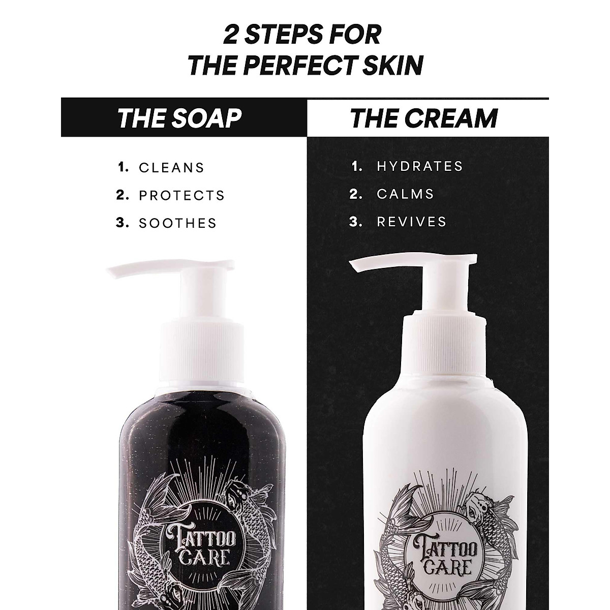 Tattoo Care Tattoo Aftercare Kit - Cream and Soap for Healing, Protecting and Brightening New and Old Tattoos - Cruelty-Free (KIT 6.7 fl OZ each)