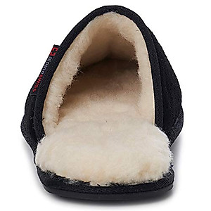 Alpine Swiss Mens Genuine Suede Memory Foam Scuff Slippers BLK 10