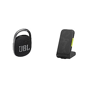 JBL Clip 4: Portable Speaker with Bluetooth - Black (JBLCLIP4BLKAM) and InfinityLab InstantStation Wireless Stand 33W PD USB-C and USB-A Compact Fast Charging Wireless Charger (Black)