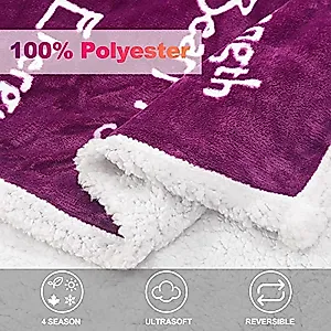 CIMA Healing Positive Blanket, Gift for People Need Hug Strength Company, Thoughts Positive Energy Love & Hope & Fluffy Comfort (50 x 60 Inch Purple)