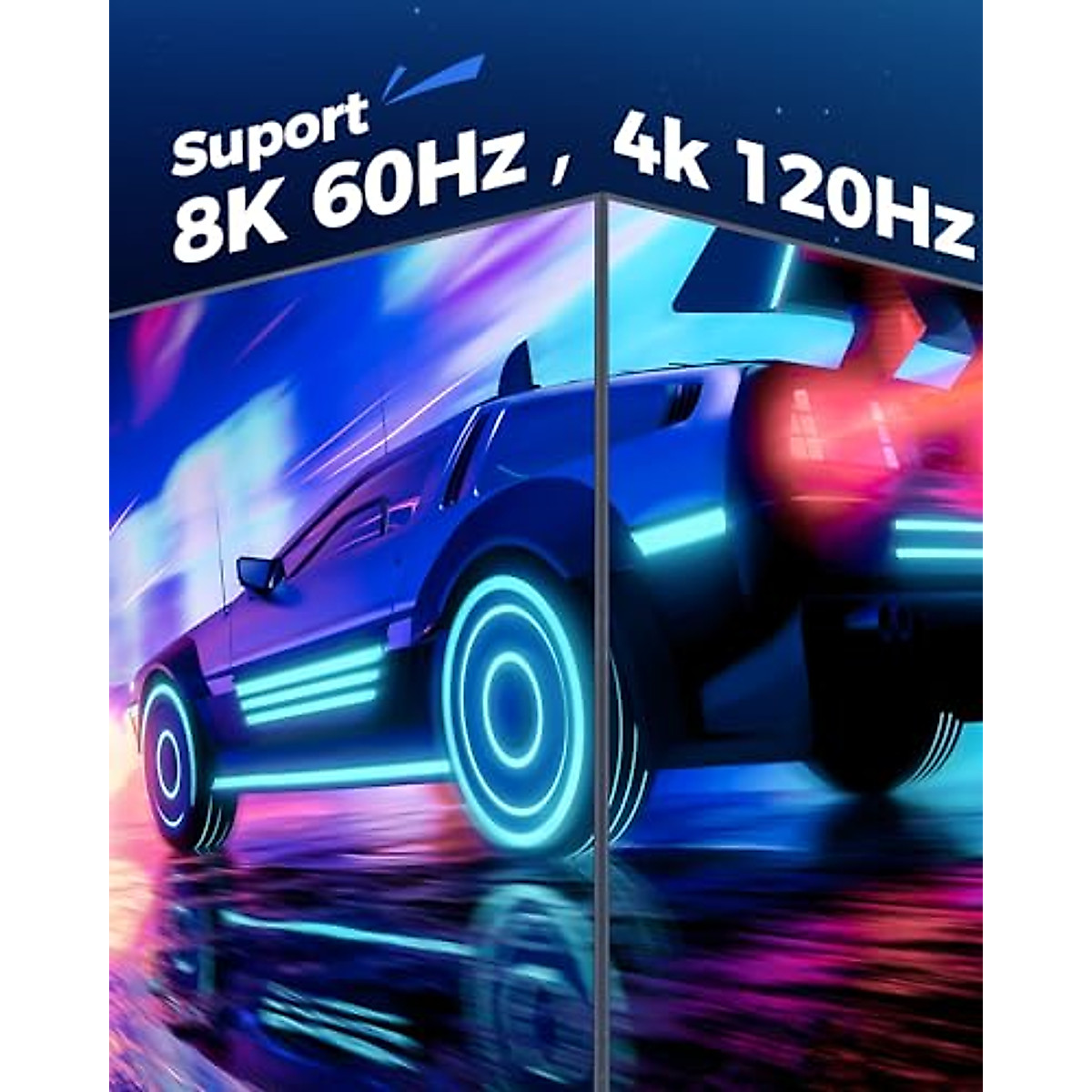 Cratree HDMI Cables 15FT Long - 8K Ultra High Speed HDMI Cable,48Gbps HDMI Braided Cord,8K 60hz,4K 120hz,eARC,HDCP 2.2&2.3 - Compatible for HDTV/PS5/Xbox