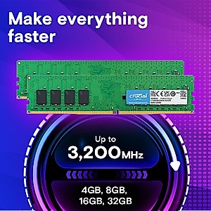 Crucial RAM 8GB Kit (2x4GB) DDR4 2666 MHz CL19 Desktop Memory CT2K4G4DFS8266