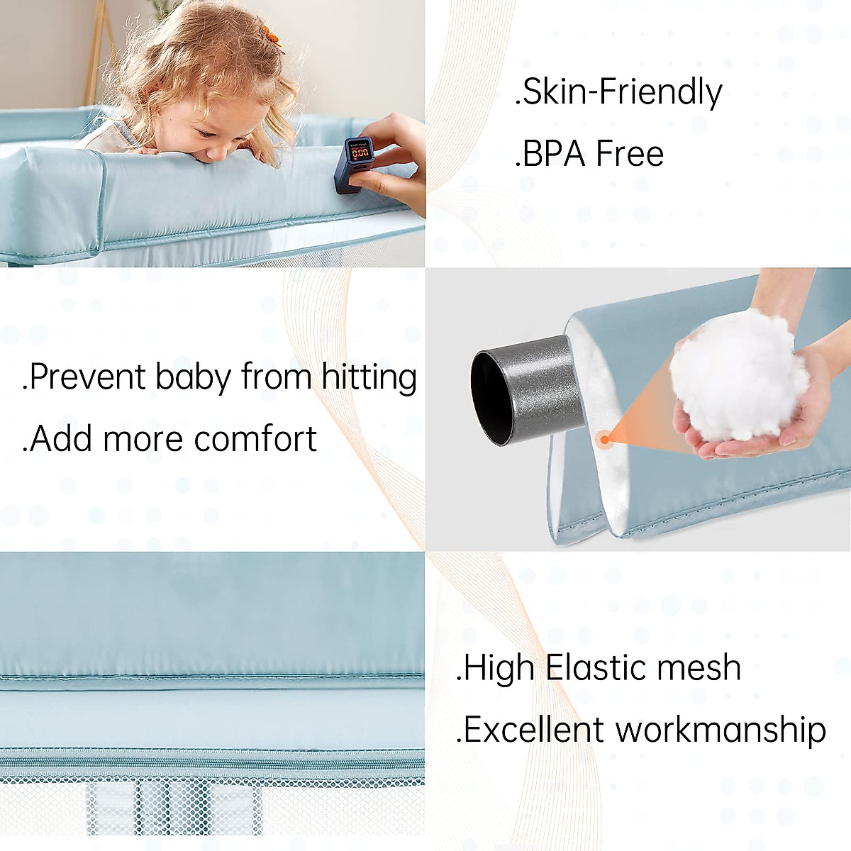 Baby Playpen,Foldable Playpen for Babies and Toddlers,Baby Play Pen with Zipper Door,Baby Play Yards Center,79"x59"Baby Fence(Light Blue)