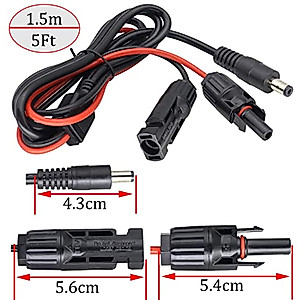 HCFeng 16AWG MC-4 to DC Cable Solar Panel to DC 5.5mm x 2.1mm Male Adapter Charge Cable with DC 3.5x1.35mm, DC 4.0mmx1.7mm,DC 5.5mmx2.5mm,6.5x3mm and DC8mm Converter for Solar Panel (1.5m/5ft)