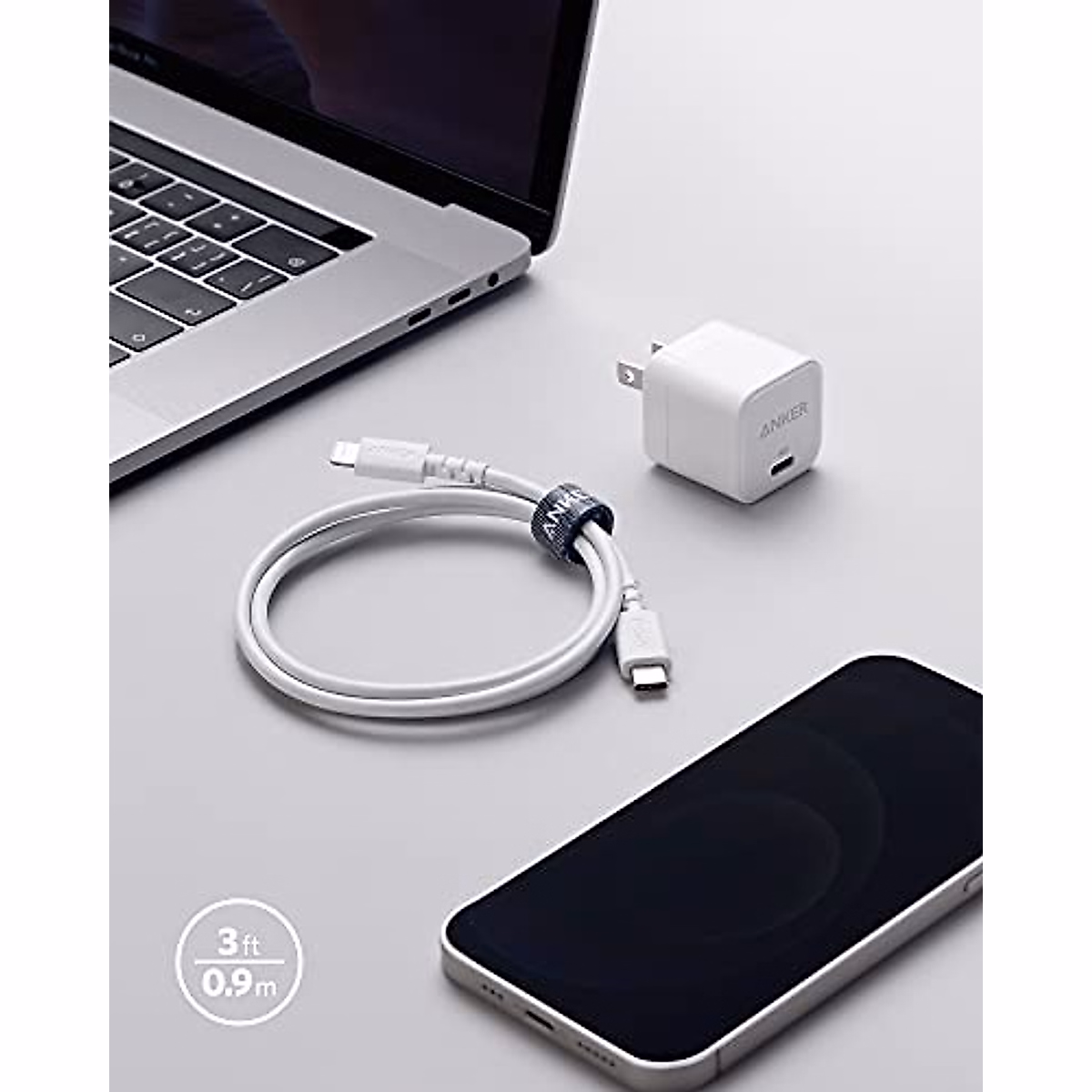 USB C Charger, Anker Fast Charger with Foldable Plug, PowerPort III 20W Cube Charger with USB C to Lightning Cable for iPhone 14/14 Plus/14 Pro/14 Pro Max/13, Galaxy, iPad/iPad Mini and More