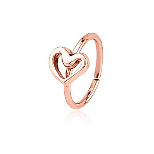 316L Surgical Steel Rose-Tone Heart Nose Ring Hoop Helix Ear Cartilage Daith 5/16" 20G
