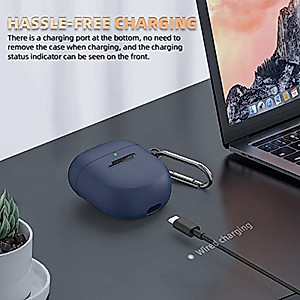 Bose QuietComfort Earbuds II Case(2022), WOFRO Silicone Protective Skin Cover for New Bose QuietComfort Earbuds 2 Accessories with Carabiner (Blue)