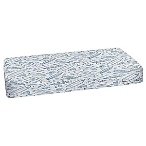 Lyzelre Surfboard Fitted Crib Sheet,Doodle Surfing Boards Waves and Starfishes Hawaiian Summer Microfiber Silky Soft Toddler Mattress Sheet Fitted,28"x 52"x 8'',Baby Sheet for Boys Girls