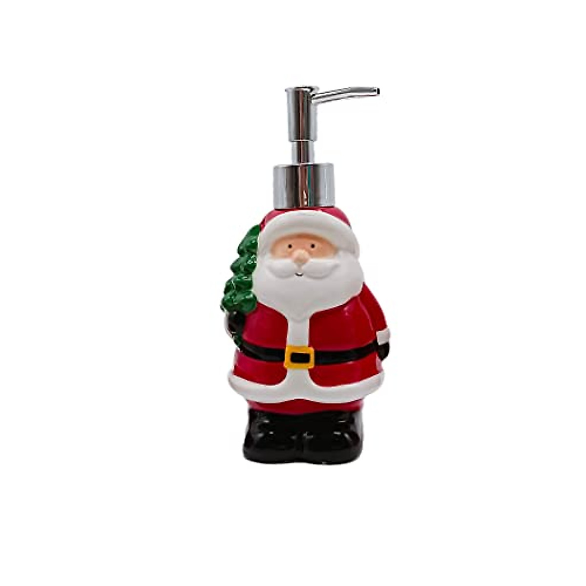 Indecor Home 17-Piece Ceramic Bathroom Accessory Set with Shower Curtain, 12 Hooks, Soap Pump, Toothbrush Holder, Soap Dish and Bath Rug Box Gift Set for Christmas Xmas (Santa)