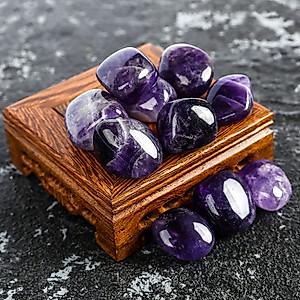 ZenQ 1/2 lb Tumbled Amethyst Stones for Wicca, Reiki, and Energy Crystal Healing, Natural Amethyst Crystal from Brazil