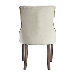 Finch Elmhurst Modern Button-Tufted Dining Chair, Elegant High Back Upholstered Fabric Accent, Set of Two, Cream