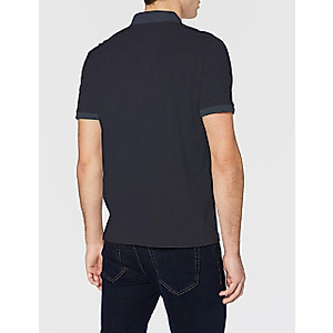 A｜X ARMANI EXCHANGE Men's Short Sleeve Contrast Logo Jersey Polo, Navy, M