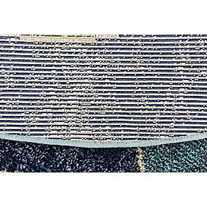 Unique Loom Chromatic Collection Modern Bokeh & Vibrant Abstract Area Rug for Any Home Décor, 8' 0" x 8' 0", Navy Blue/Beige