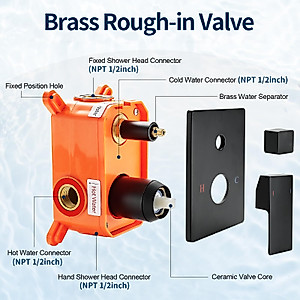 BALLEERUN Shower Faucet Kit 10-Inch Matte Black Showerhead and Handle Kit Bathroom Luxury Shower Faucet with Square Rain Showerhead and High-Pressure Handheld Sprayer Shower Valve and Trim Kit