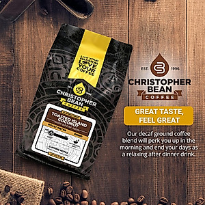 Christopher Bean Coffee - Toasted Island Coconut Flavored Coffee, (Decaf Ground) 100% Arabica, No Sugar, No Fats, Made with Non-GMO Flavorings, 12-Ounce Bag of Decaf Ground coffee
