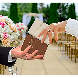LSSH GmbH Wedding Vow Books,Original Vow Books His and Hers,Perfect Wedding Essentials for Your Wedding Day,28 Pages, 5.5" X 4" (Terracotta & beige)