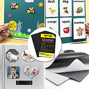 DIYMAG Magnetic Adhesive Sheets,|4" x 6"|,10 Pack Cuttable Magnetic Sheets,Flexible magnet sheets with adhesive for Crafts,Photos,Easy Peel and Stick