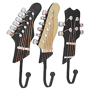 Gavigain 3Pcs Wall Hooks,Decorative 25kg Load Guitar Shape Environmental Resins Wall Hook for Hallway Living Room