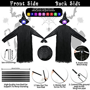 Set of 3 Halloween Witch Decoration, Light Up 6 FT Holding Hands Screaming Witches Sound-Activated Sensor, Scary Witch with Stakes for Garden Yard Haunted House Porch