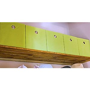 Amborido Storage Cubes Foldable Drawers Office Toys Room Organizer Cubby Clothes Fabric Kids Bins 6 Pack (Green)