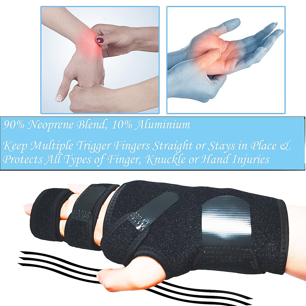 Trigger Finger Splint Finger Brace – Help Mallet Fingers or Hand Splint for Metacarpal Fractures Broken Fingers, Injuries, Arthritis, Trigger Finger, Tendonitis and Pain Relief