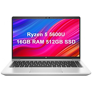 HP ProBook 445 G8 14" Laptop Ryzen 5 5600U (6-Core) 16GB RAM 512GB SSD FHD (1920x1080) WiFi AX Win 10 Pro (Renewed)