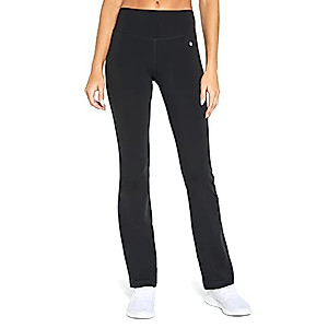 Bally Total Fitness Women's High Rise Tummy Control Bootleg Pant, Black, Medium