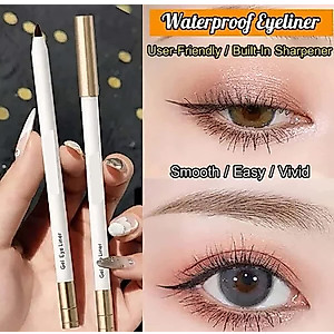 MKOXPO Heykomi Eyeliner - Heykomi Non-Smudging Waterproof And Long-Lasting Eyeliner Pencil, Quick Drying Long Lasting Waterproof and Sweat Proof Eyeliner, Extra Fine Eyeliner with Sharpener (2*Black)