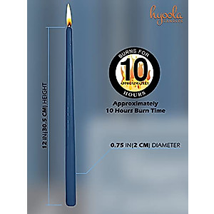 12 Pack Tall Taper Candles - 12 Inch Midnight Blue Dripless, Unscented Dinner Candle - Paraffin Wax with Cotton Wicks - 10 Hour Burn Time