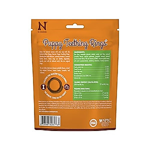 N-Bone Puppy Teething Rings Dental Chews for Dogs Pumpkin Flavor Harvest Version, 6 Counts, 7.2-oz Bag