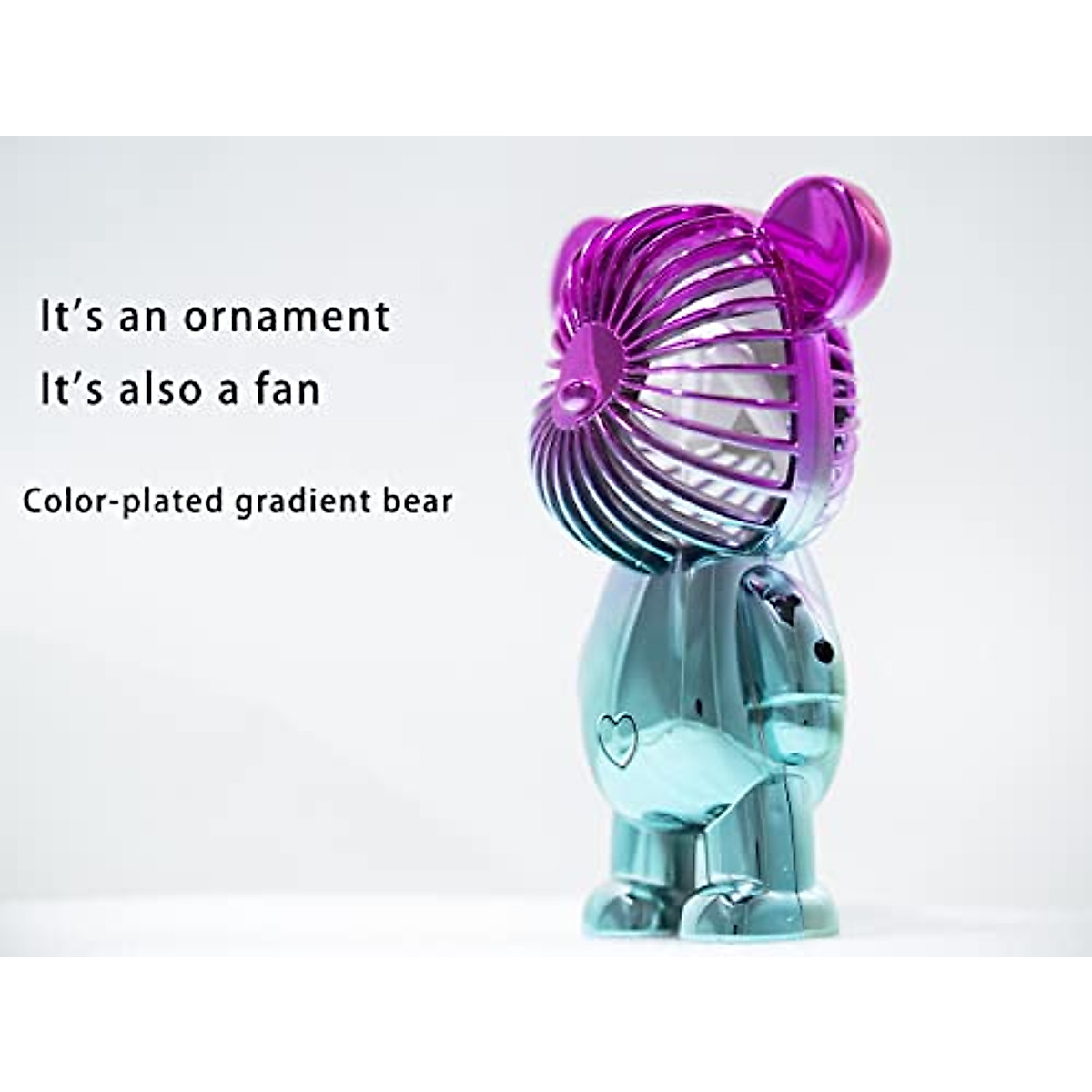 Lizihaowu Handheld Fan Rechargeable USB Mini Fan Portable, Cute Bear Fan, Eyelash Fan For Kids Girls Women Home/Travel/Outdoor/Makeup/violet-blue gradation