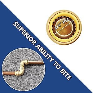 HQMPC 3/4" PEX Fittings No Lead Male PushFit Elbow 90-Degree - 6pcs 3/4" 90 Degree Elbow Push-to-Connect Plumbing Fitting for Copper, PEX, CPVC