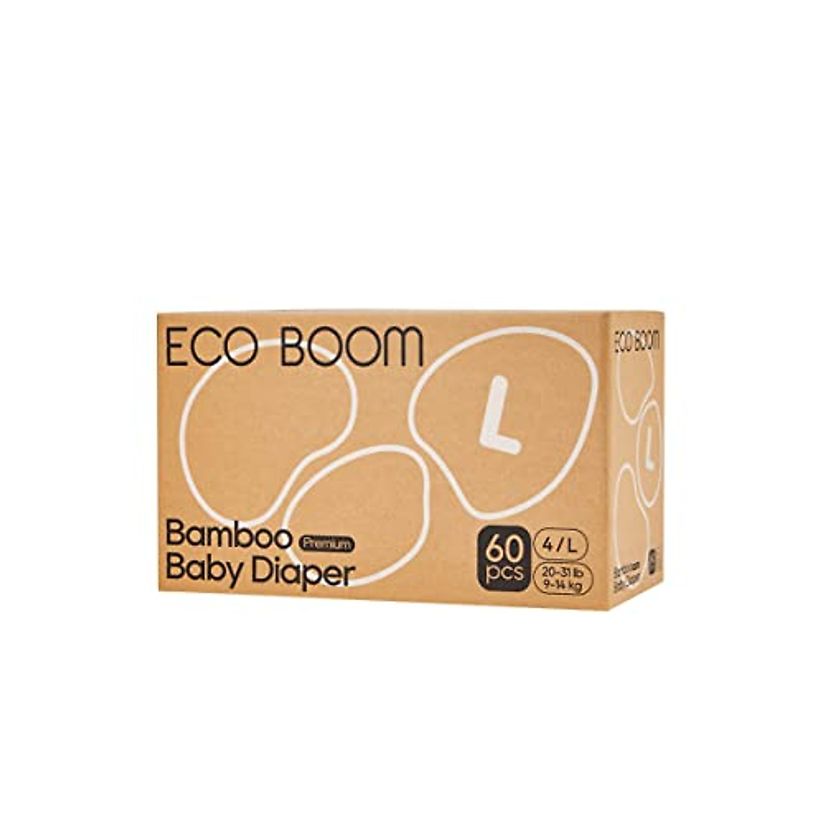 ECO BOOM Diapers, Baby Bamboo Viscose Diapers, Eco-Friendly Natural Soft Disposable Nappies for Infant, Size 4 Suitable for 20 to 31lb (Large - 60 Count)