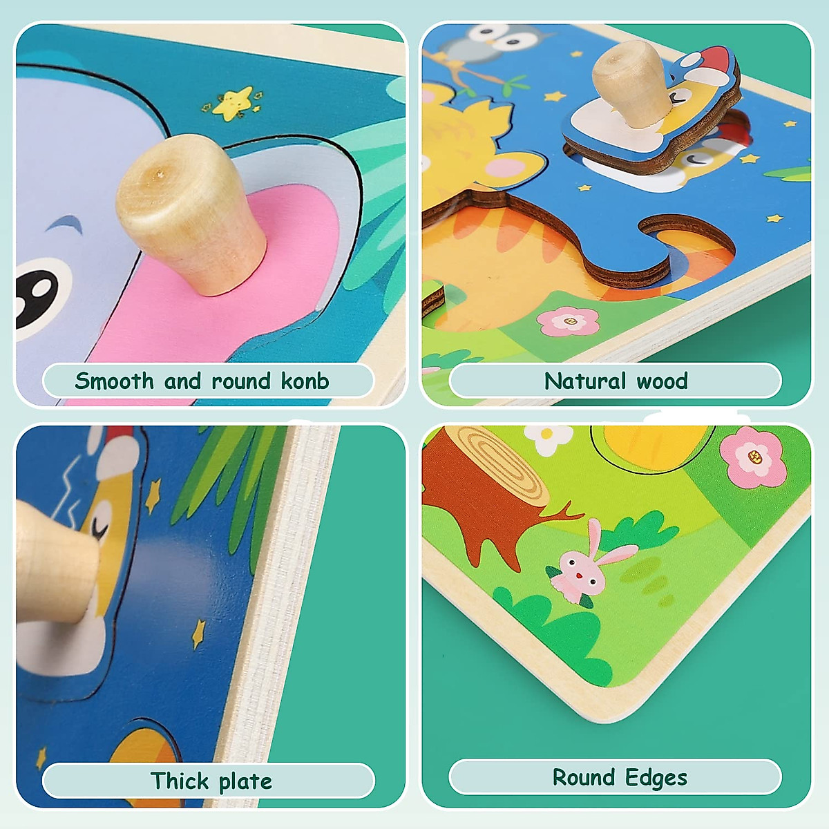 Toy Life Wooden Puzzles for Toddlers 1-3, 6 Animals Toddler Puzzles 1-3, Puzzles for Toddlers 2-4, Wood Puzzles Montessori Toys for 1 2 Year Old, Baby Puzzles 12-18, Kids Learning Toy Xmas Gifts