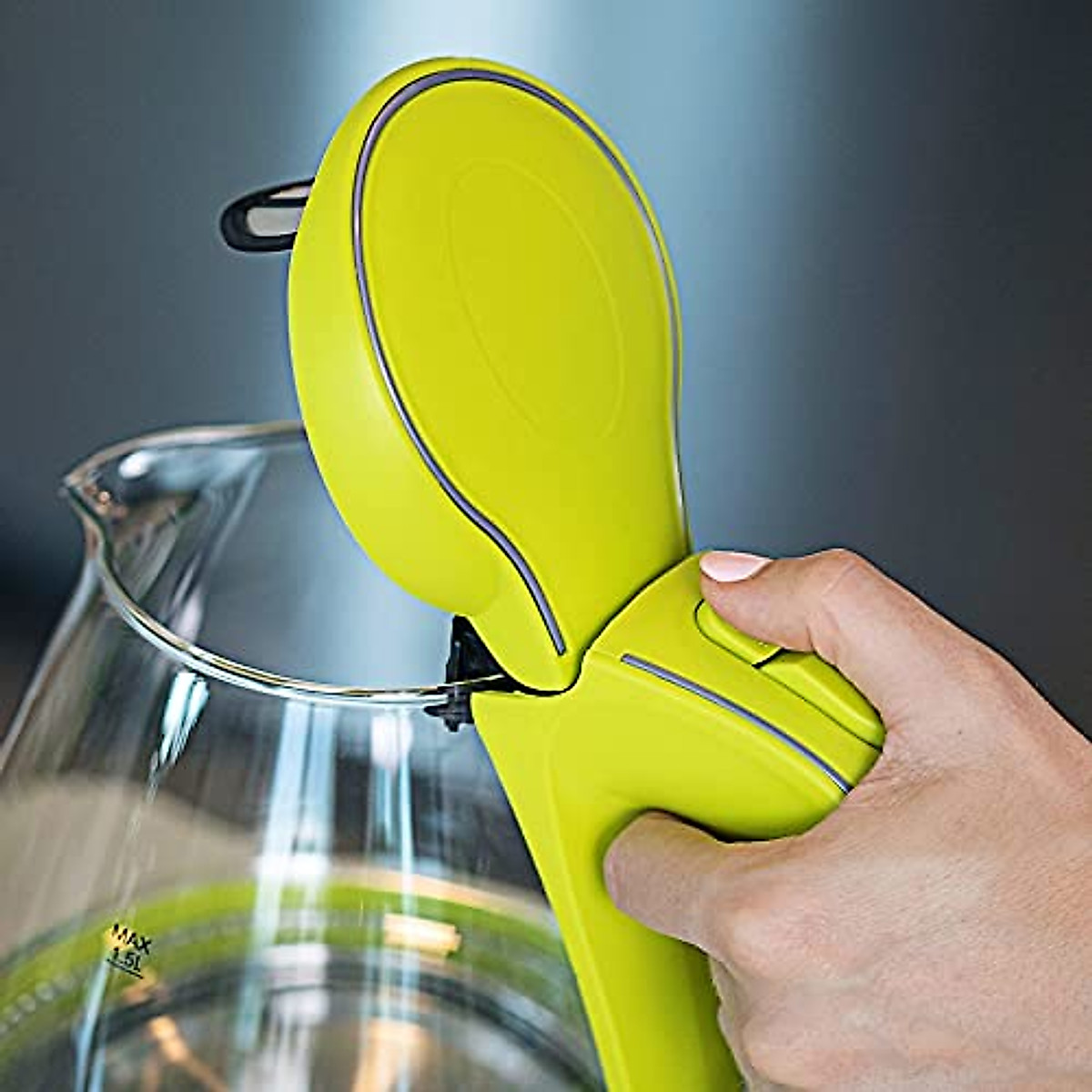 OVENTE Glass Electric Kettle Hot Water Boiler 1.5 Liter Borosilicate Glass Fast Boiling Countertop Heater - BPA Free Auto Shut Off Instant Water Heater Kettle for Coffee & Tea Maker - Green KG83G