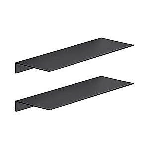 JOOM Black Floating Shelves for Wall Storage, Metal Wall Shelves for Living Room, Bathroom, Kitchen, 12” Small Display Shelves for Collectibles(2 PCS)