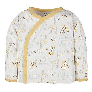 Gerber Baby Newborn Hospital Pointelle Outfit Shirt, Footed Pant and Cap, Animals White, Newborn