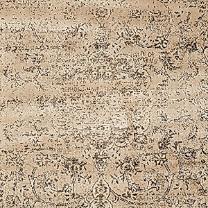 SAFAVIEH Vintage Collection Accent Rug - 2'7" x 4', Warm Beige, Oriental Medallion Distressed Viscose Design, Ideal for High Traffic Areas in Entryway, Living Room, Bedroom (VTG113-660)