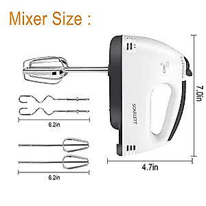 7 Speed Electric Hand Mixer Electric, whisk kitchen food baking, 4 Chrome-plated Steel Accessories for Easy Whipping Easy Whipping Cream Cake Cookies