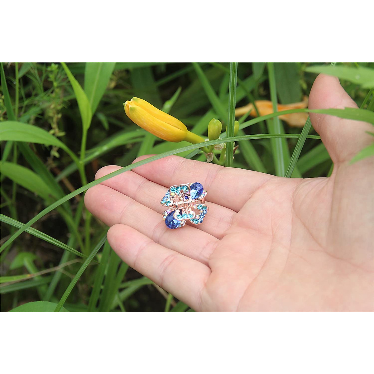 Yeshan Rhinestone and Crystal Metal Jaw Claw Hair Clip,Small Butterfly Design Barrettes for Women,pack of 6.