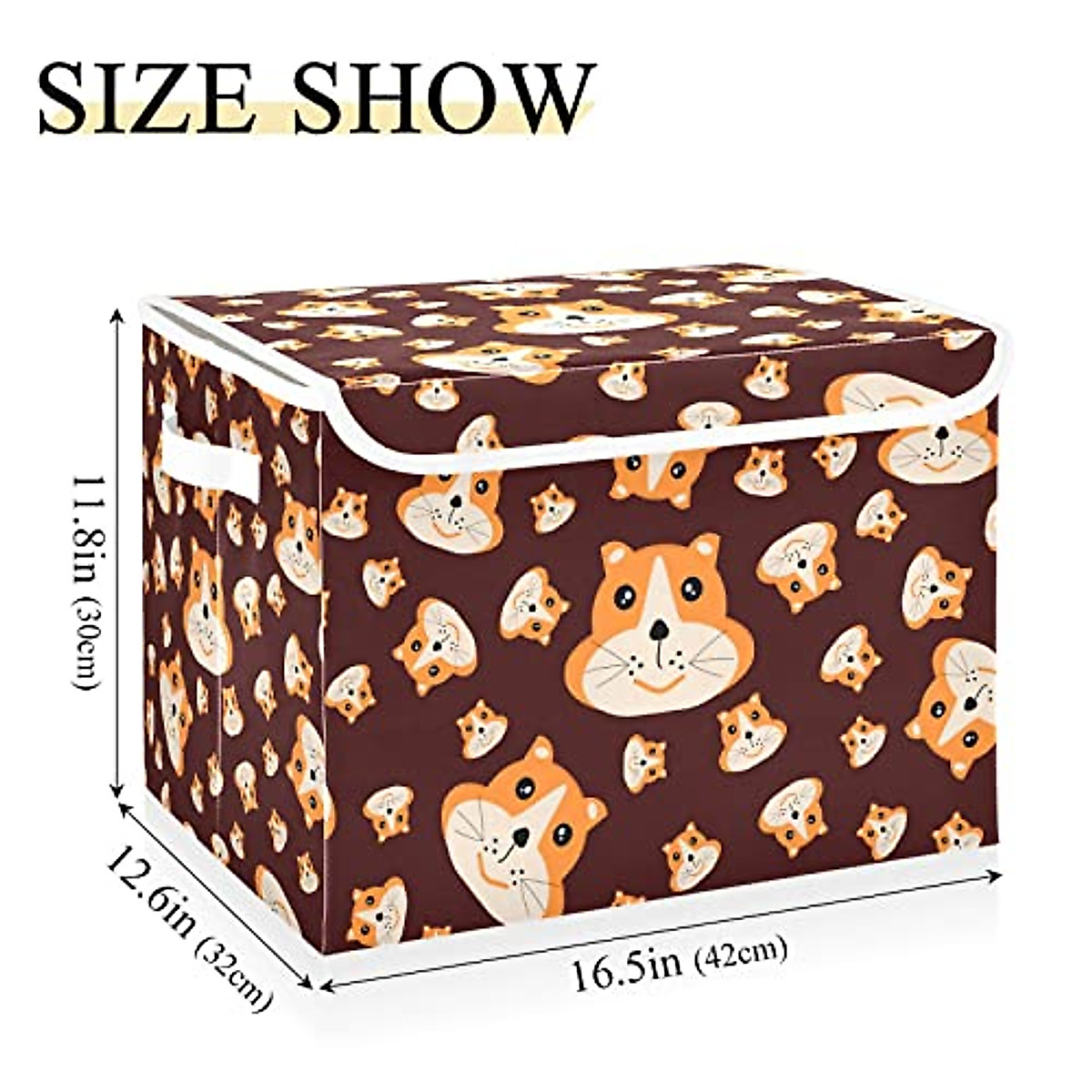 innewgogo Cute Fox Storage Bins with Lids for Organizing Large Collapsible Storage Bins with Handles Oxford Cloth Storage Cube Box for Car