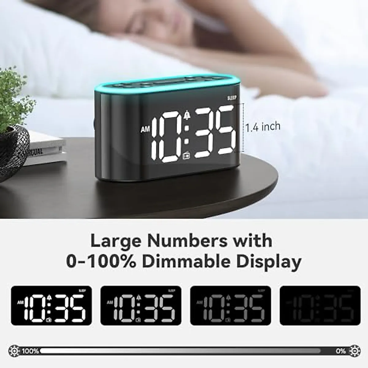 Odokee Loud Alarm Clock Radio for Heavy Sleepers, 7 Color Night Light, Easy to Set, 0-100% Dimmer, 3 Sound Adjustable Volume, FM Radio w/Sleep Timer, USB Charger, Digital Alarm Clock Radio for Bedroom