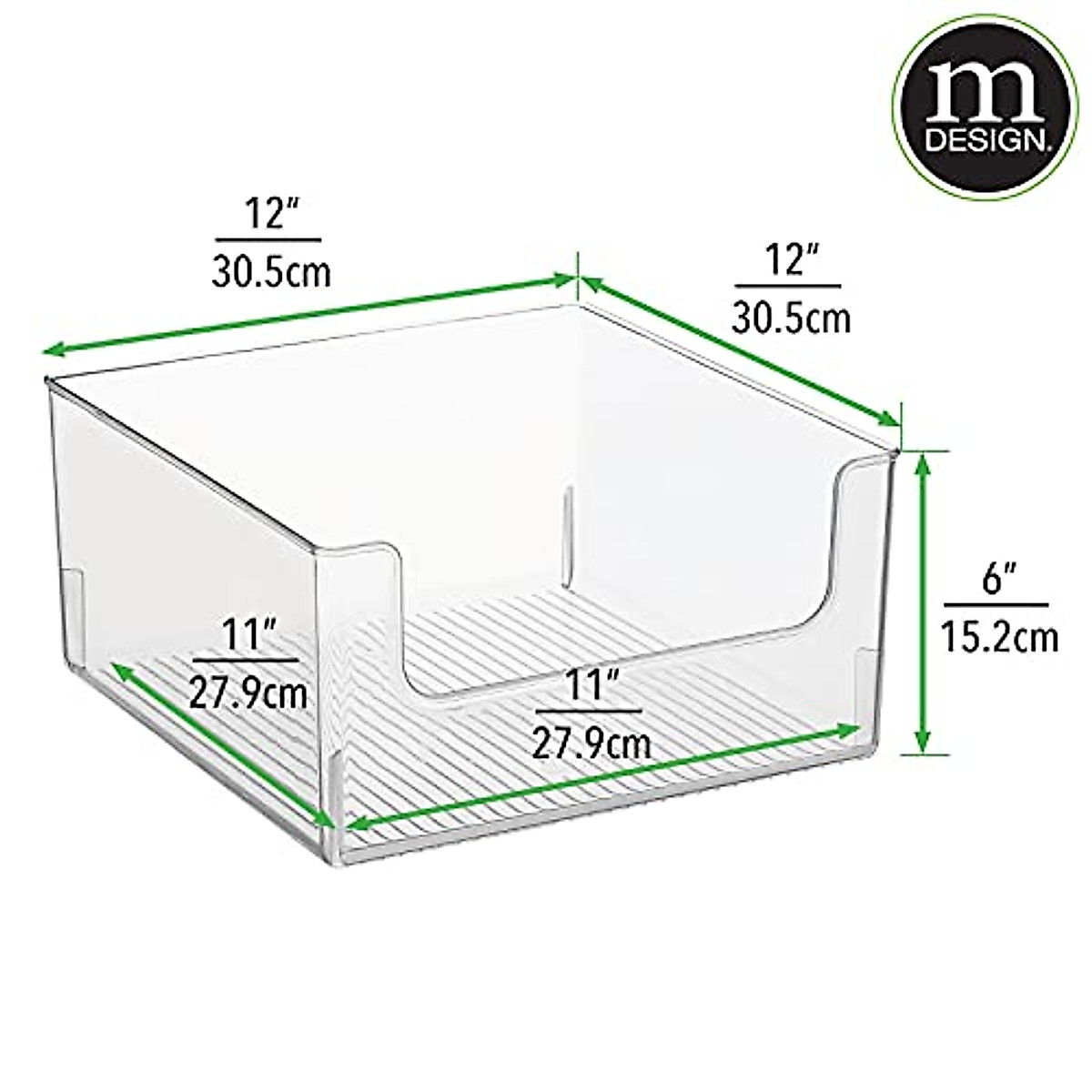 mDesign Modern Wide Plastic Open Front Dip Storage Organizer Bin Basket for Closet Organization - Shelf, Cubby, Cabinet, and Cupboard Organizing Decor - Ligne Collection - 8 Pack - Clear