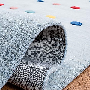 SAFAVIEH Kids Collection 5' x 8' Grey SFK803F Handmade Polka Dot Wool Area Rug