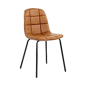 thksbought Modern Chairs Set of 2 PU Leather Dining Chairs with Legs for Kitchen Living Room(Brown)
